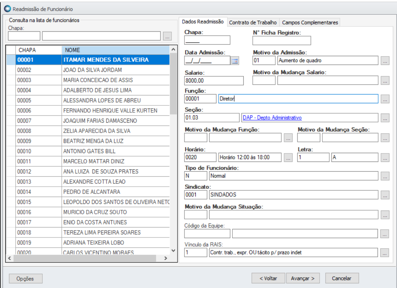 RH - RM - FOP - Readmissão de Funcionários – Central de Atendimento TOTVS