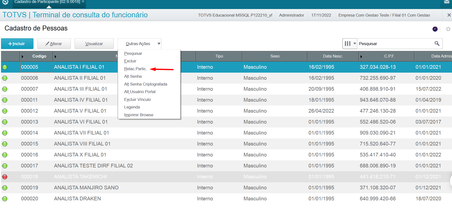 RH - Linha Protheus - Meu RH - Corrigindo o vínculo do funcionário com participante – Central de ...