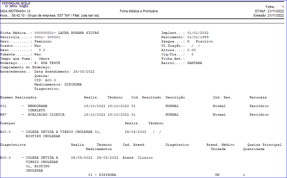RH - Linha Protheus - MDT - Como emitir o relatório Ficha Médica e Prontuário MDTR400 – Central ...