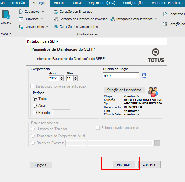RH - RM - FOP - Distribui SEFIP – Central de Atendimento TOTVS