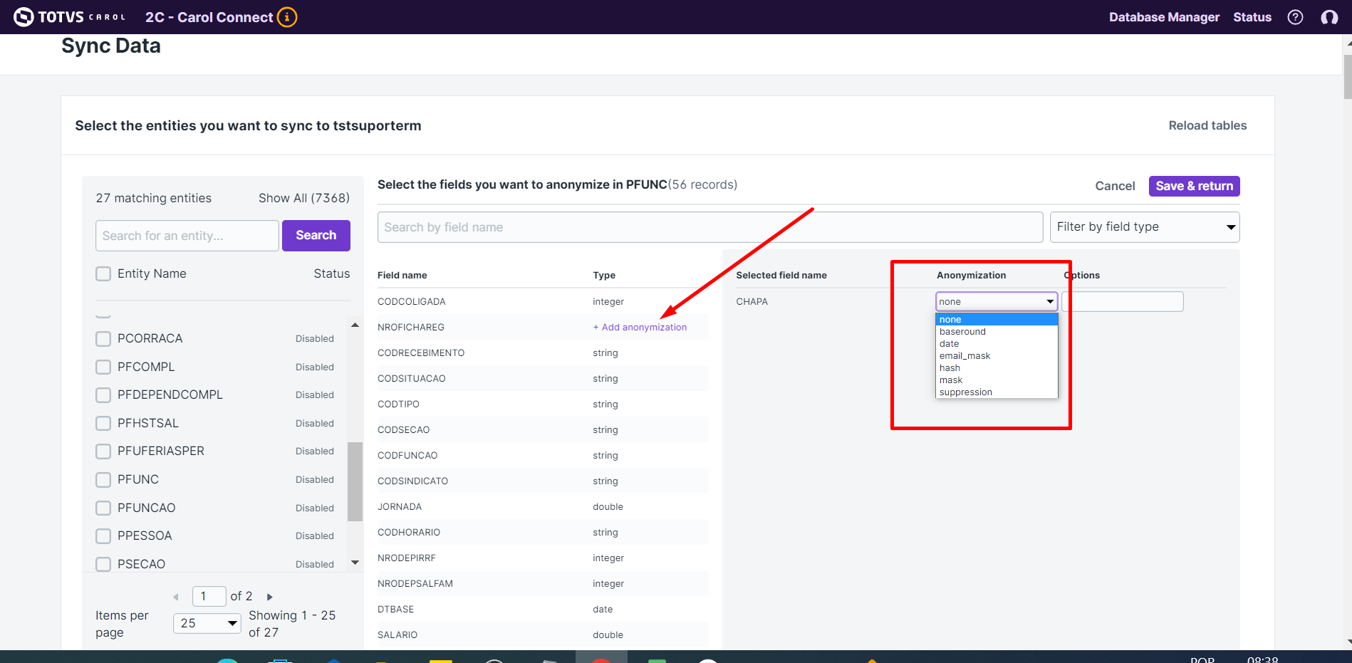 TOTVS CAROL - Carol Connect (2C) - Como realizar a anonimização de ...