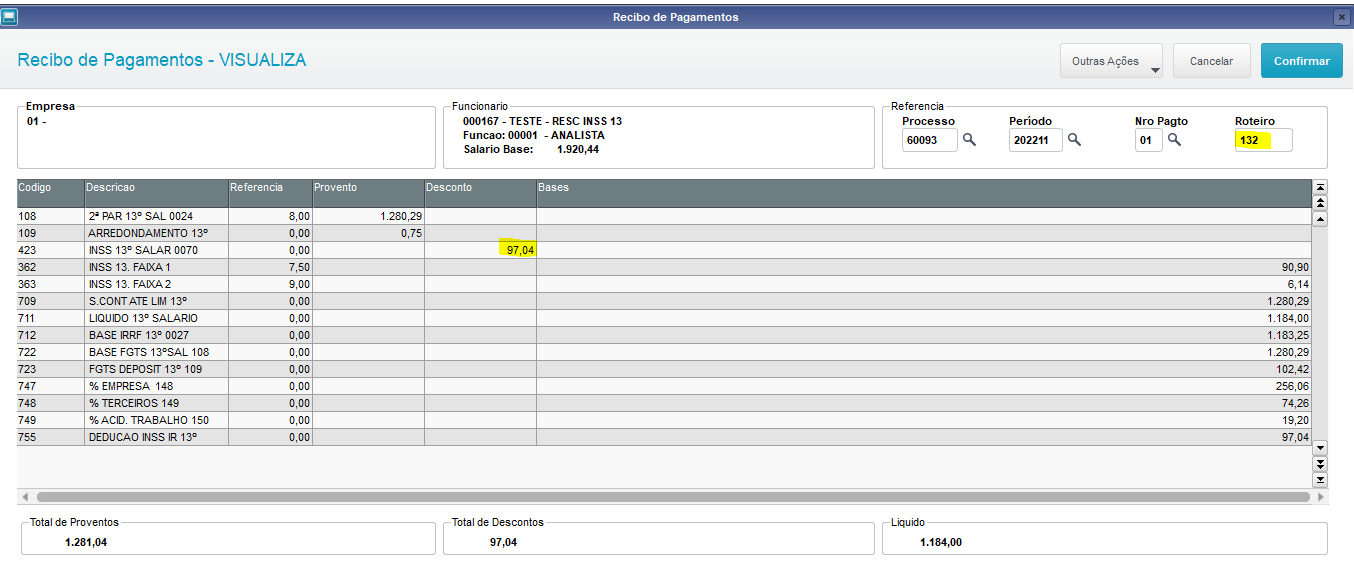 RH - Linha Protheus - GPE - Como conferir valor do ID 1672-INSS 13º ...