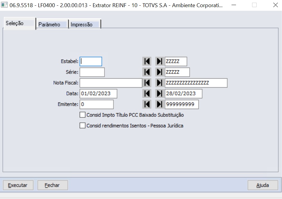 Cross Segmentos - Linha Datasul - MRE - REINF R-2010 - Parametrização ...