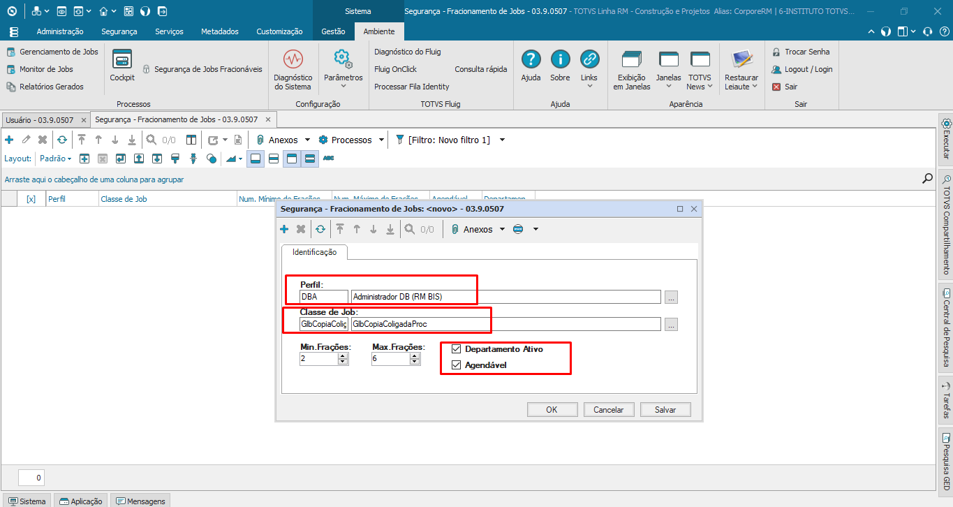 Framework - Linha RM - Frame - A quantidade de job para fracionamento ...