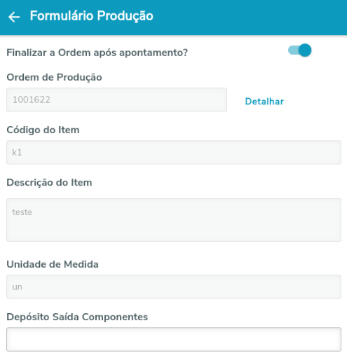 Manufatura - Linha Datasul - APP Minha Produção - Finalização de ordens ...