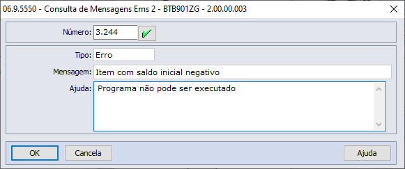 Cross Segmentos - Linha Datasul - MCE - Mensagem 3.244 - Item com saldo ...