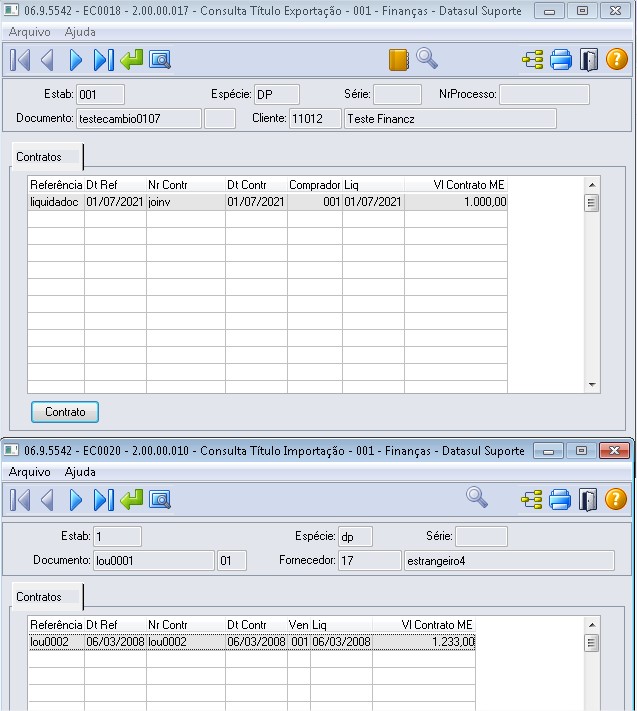 Cross Segmentos - Linha Datasul - MEC - Consultar contrato de Câmbio ...
