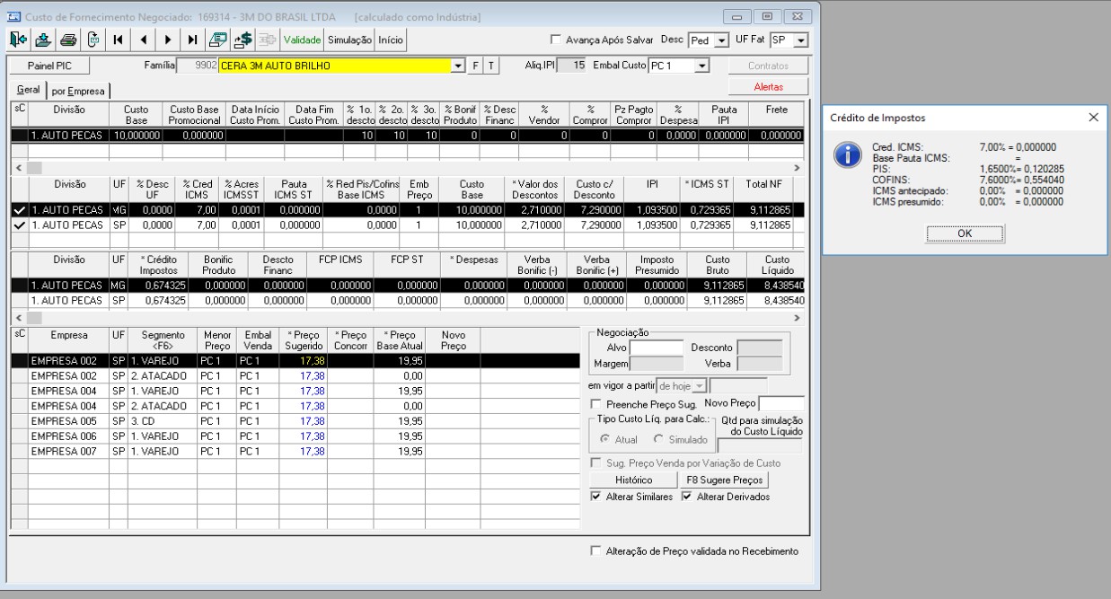 Varejo - Supermercados - Compras - Subtrair valor de ICMS da base de PIS/COFINS na Tabela de ...