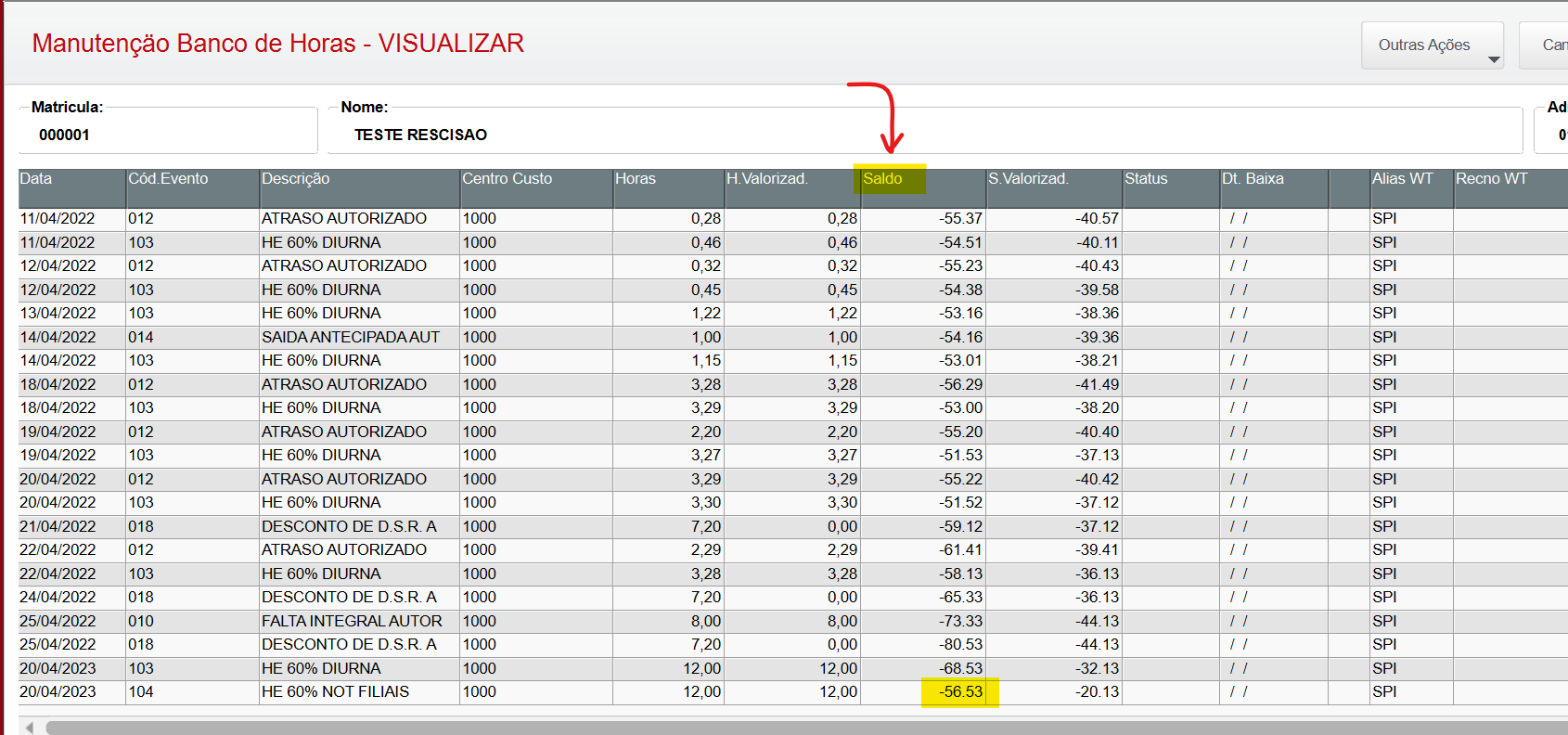 RH - Linha Protheus - MEU RH - Banco de Horas na tela inicial do Meu RH ...
