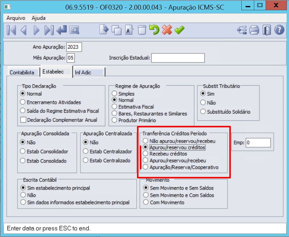 Cross Segmentos - Linha Datasul - MOF - OF0320 - DIME SC - Quadro 41 ...