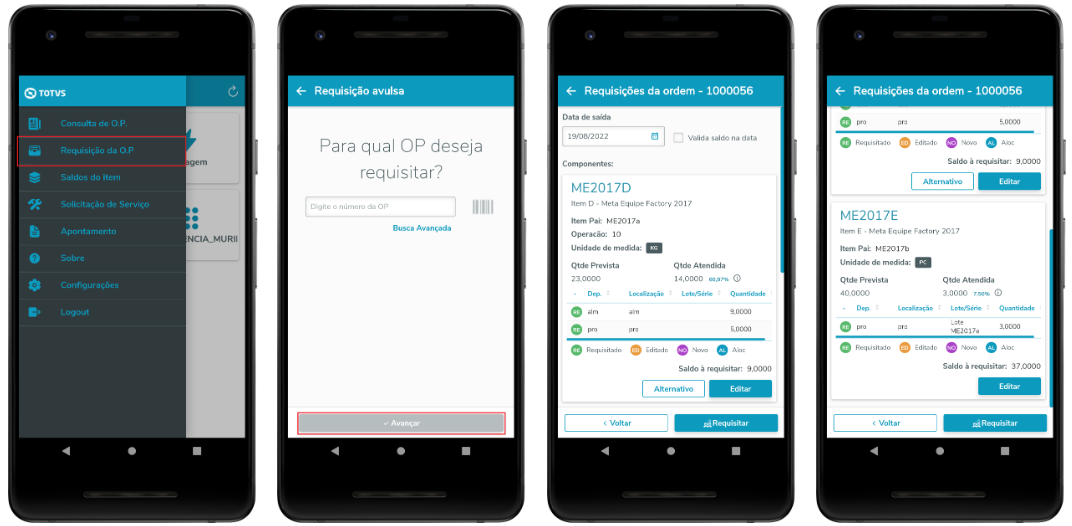 Manufatura - Linha Datasul - APP Minha Produção - Requisição de itens ...