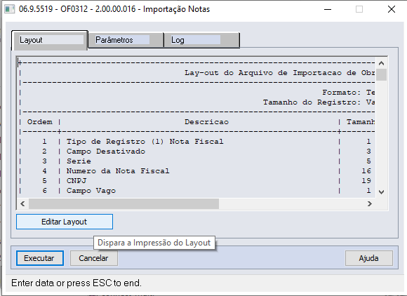 Cross Segmentos - Linha Datasul - MOF - OF0312 - Importação notas para ...