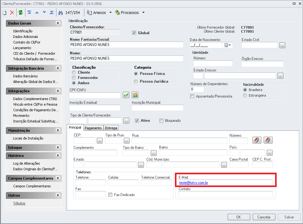 Cross Segmentos - TOTVS Backoffice (Linha RM) - Doc. Eletrônicos - The 'email' start tag on line ...