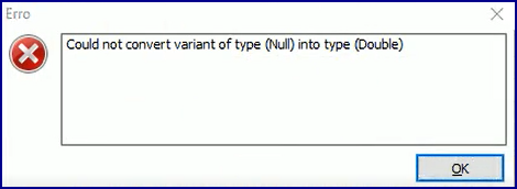 WINT - 302 - Mensagem: Could not convert variant of type(null) into type (double) – Central de ...