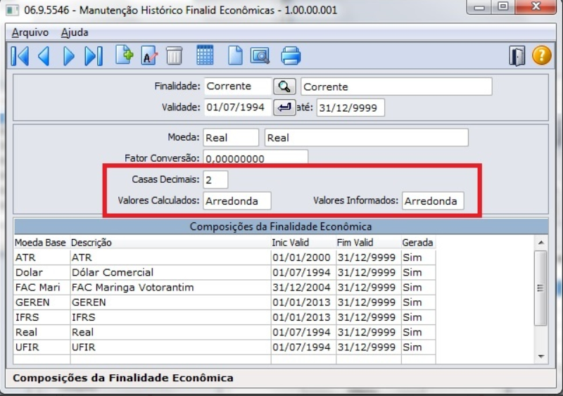 Cross Segmentos - Linha Datasul - CMG - Movimentação - Arredondamento ...
