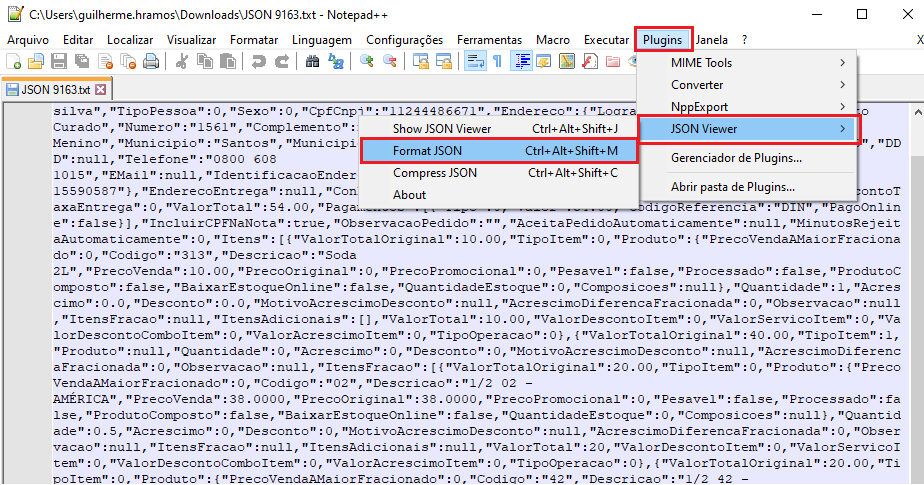 TC - AC - COMO VISUALIZAR ARQUIVO JSON – Central de Atendimento TOTVS