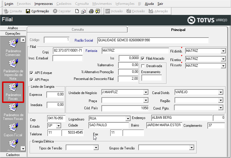 GA - TOTVS Varejo Home Center (Linha Gemco) - CADASTROS ...