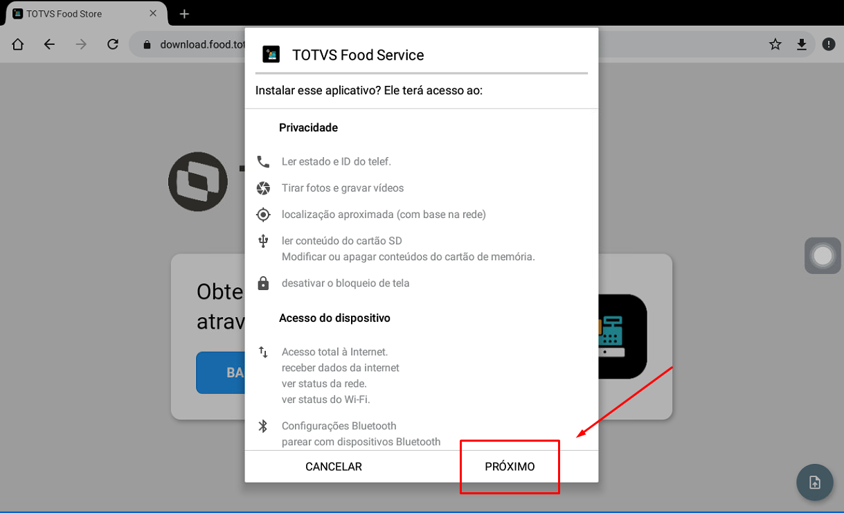 TOTVS FOOD SERVICE - APP - Como instalar o PDV através do aplicativo – Central de Atendimento TOTVS