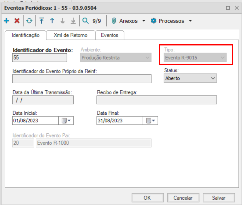 Cross Segmentos - Linha RM - Fis - REINF - Evento R-4010 – Central de ...