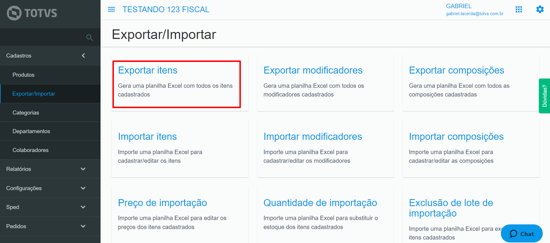 TOTVS FOOD SERVICE - CAD - Como exportar e importar planilha de todos os itens cadastrados ...