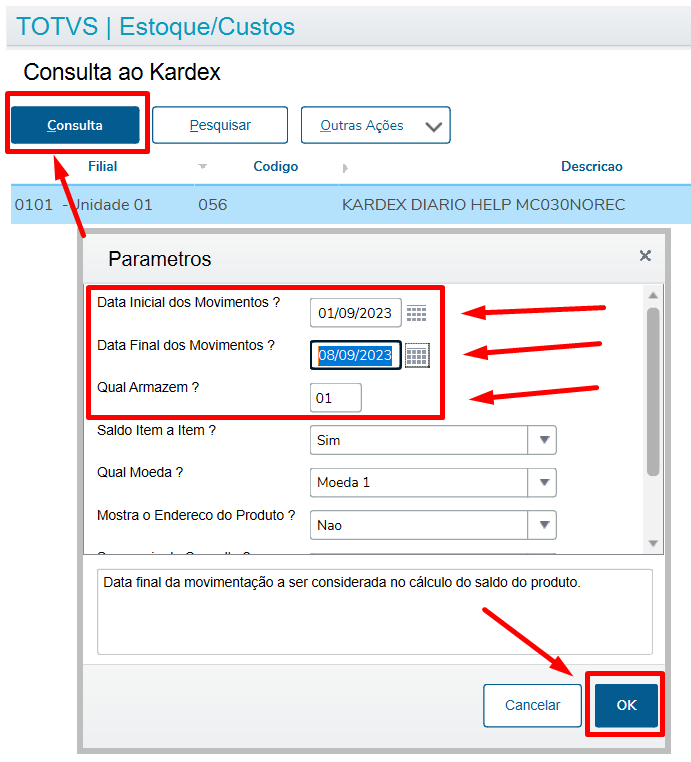 Cross Segmento - Backoffice (Linha Protheus) - SIGAEST - MATC030 - Consulta Kardex Diário - HELP ...