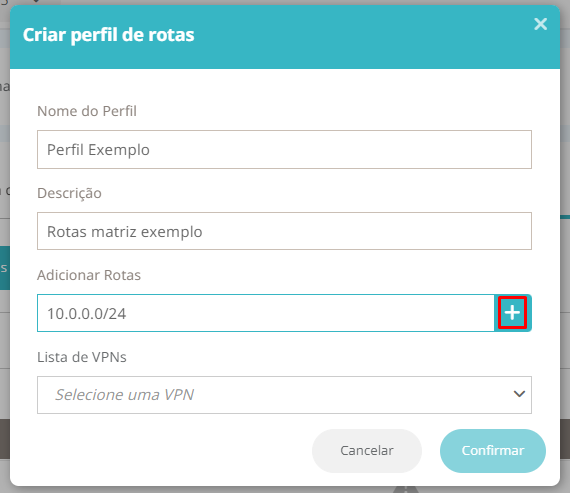 CLOUD - IAAS - Criar Perfil de Rotas de VPN – Central de Atendimento TOTVS