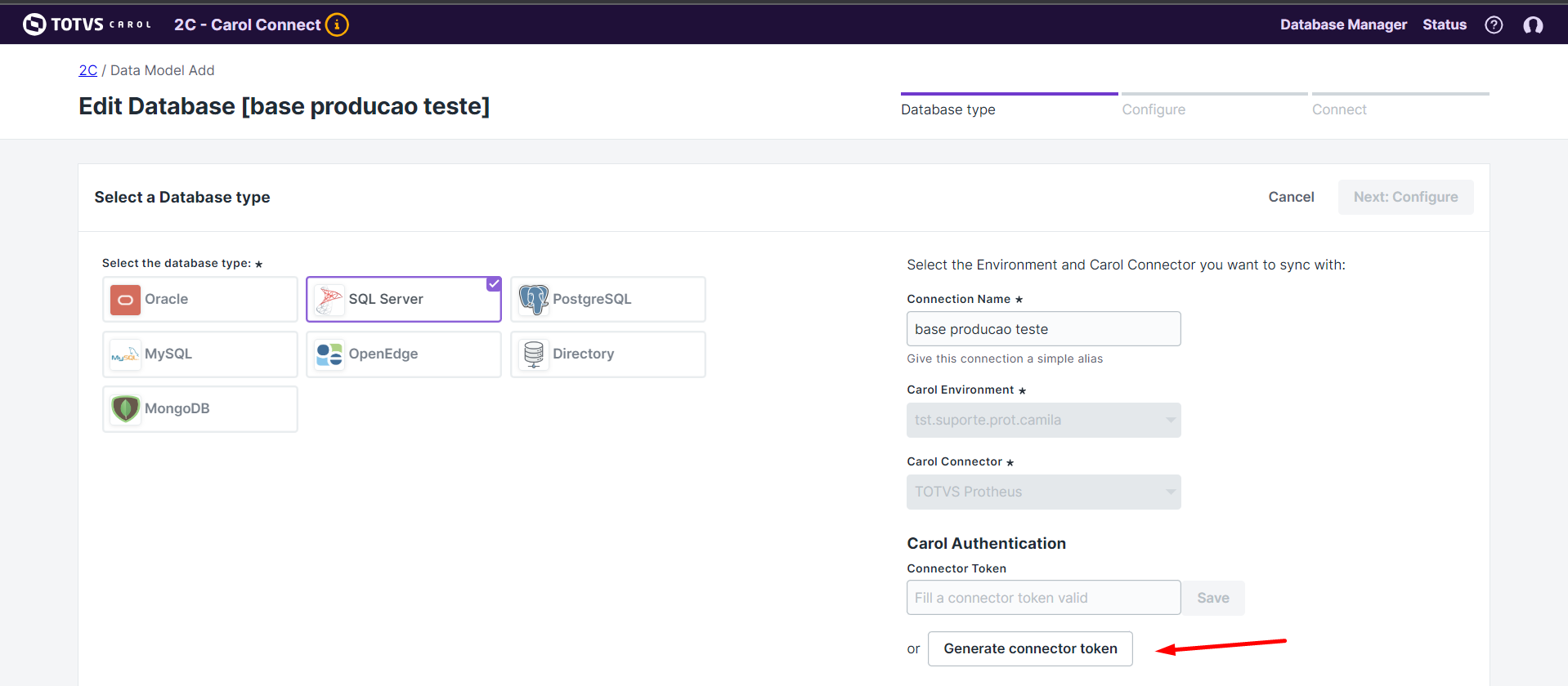 TOTVS CAROL - Carol Connect (2C) - Como criar uma conexão com um banco ...