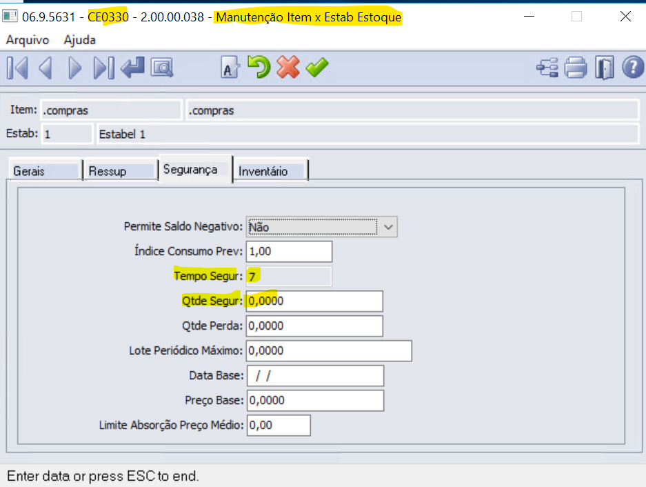 Cross Segmentos - Linha Datasul - MCE - Estoque de Segurança – Central ...