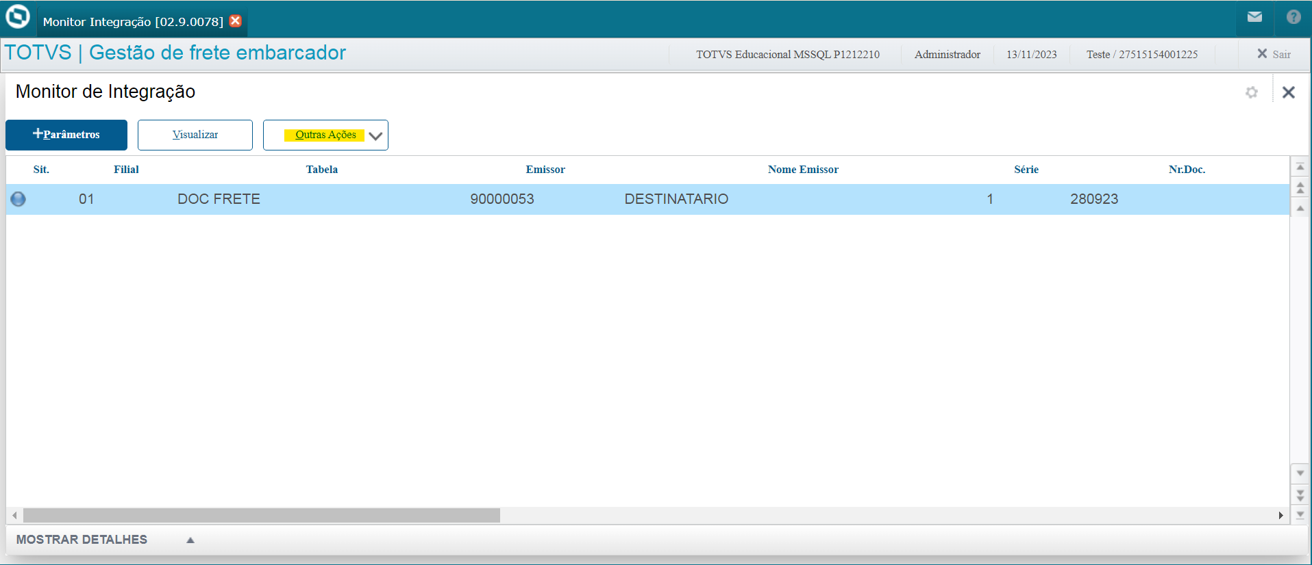 Logística - Linha Protheus - GFE - GFEX100 - Monitor de Integrações ...