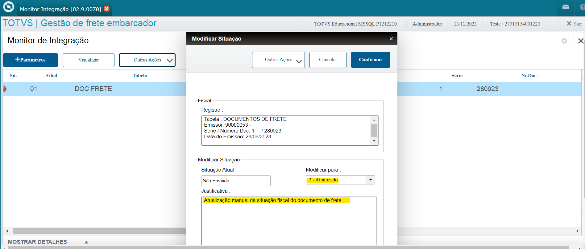 Logística - Linha Protheus - GFE - GFEX100 - Monitor de Integrações ...