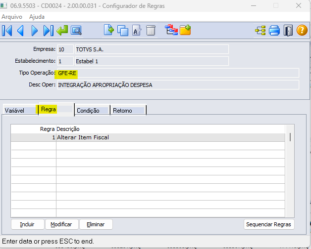 Logística - Linha Protheus - GFE - Alterar o item fiscal, no OF0305, ao ...