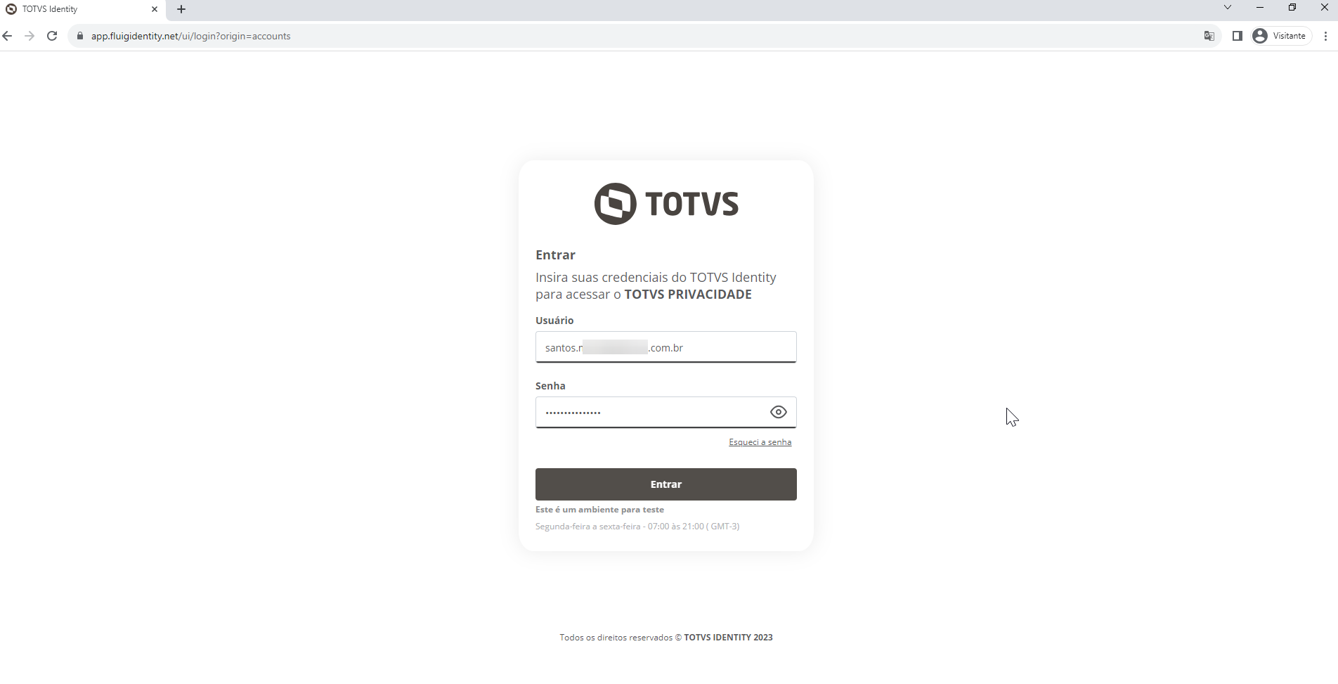TOTVS Privacidade de Dados - TPD - É possível efetuar o login (acesso ...