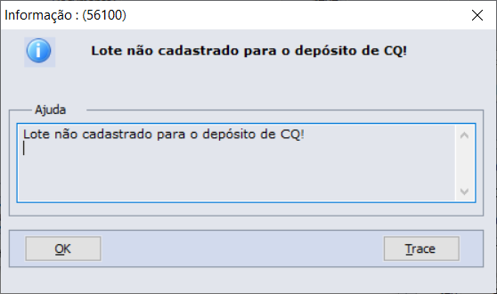 Cross Segmentos - Linha Datasul - MCQ - Mensagem 56.100 - Lote não ...