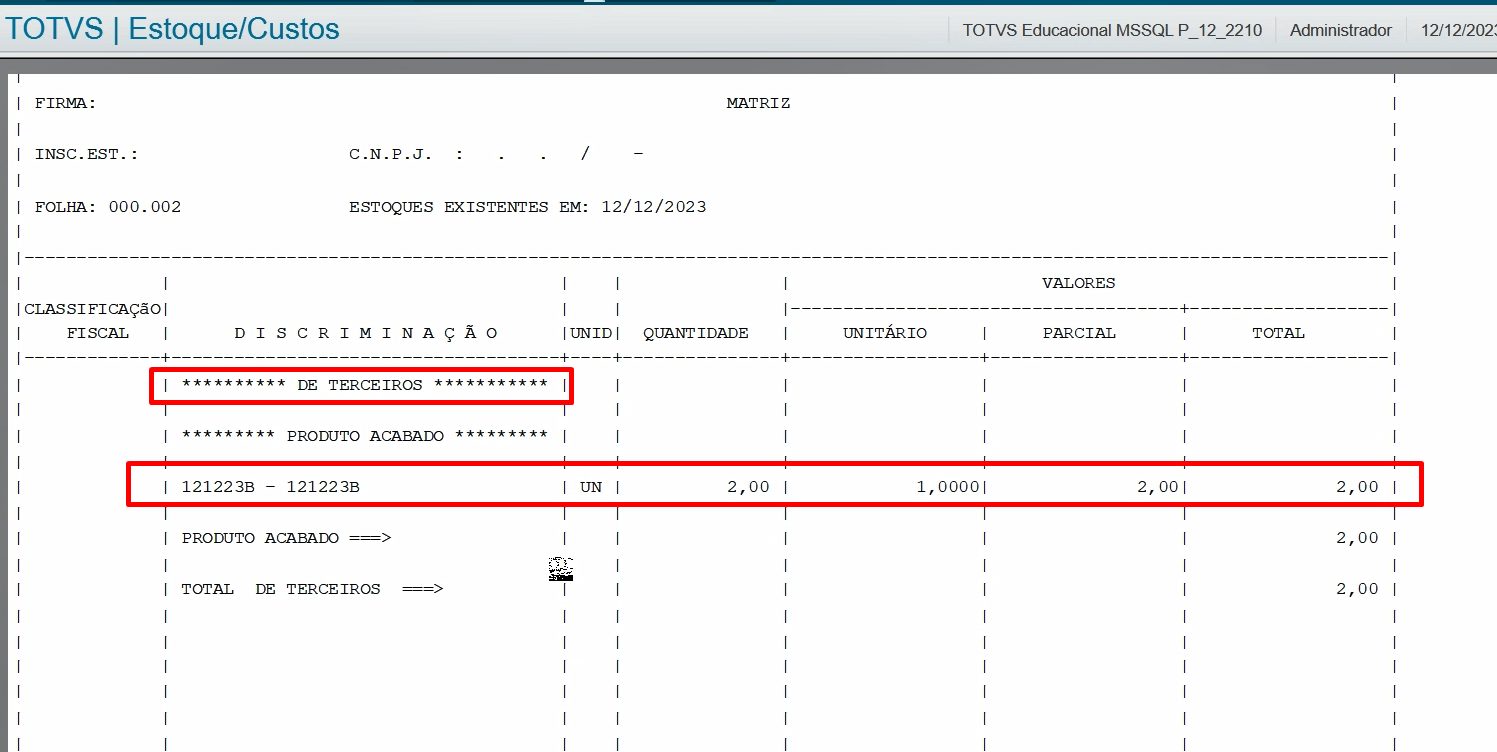Cross Segmento - Backoffice (Linha Protheus) - SIGAEST - MATR460 - Saldo próprio negativo com ...