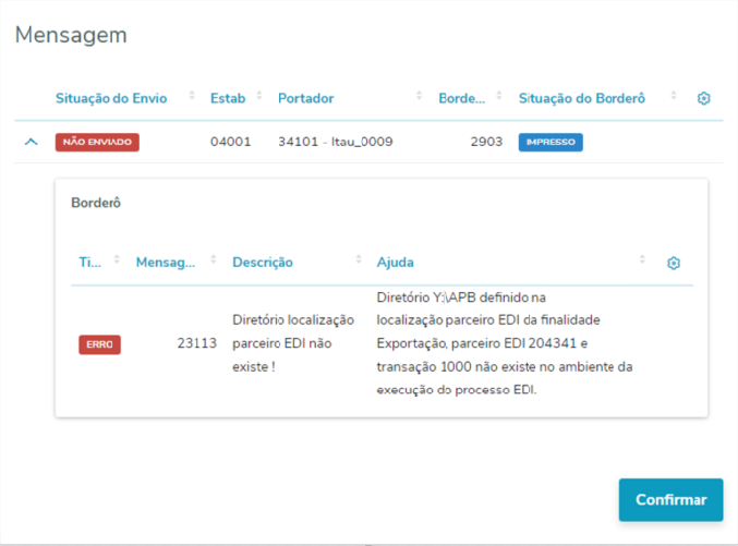 Cross Segmentos - Linha Datasul - APB - Central de Pagamentos - Erro ...