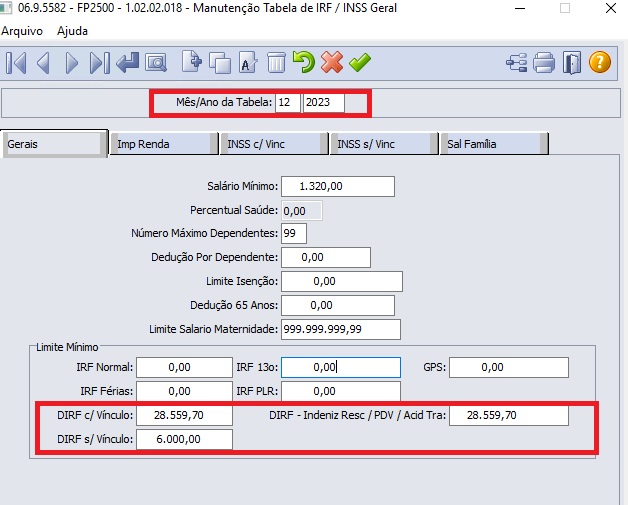 RH - RM - FOP - DIRF/Informe de Rendimentos: Identificador do leiaute e ...