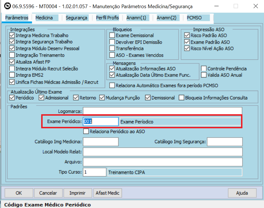 RH - Linha Datasul - MMT - MT0599 Relatório Analítico PCMSO – Central ...