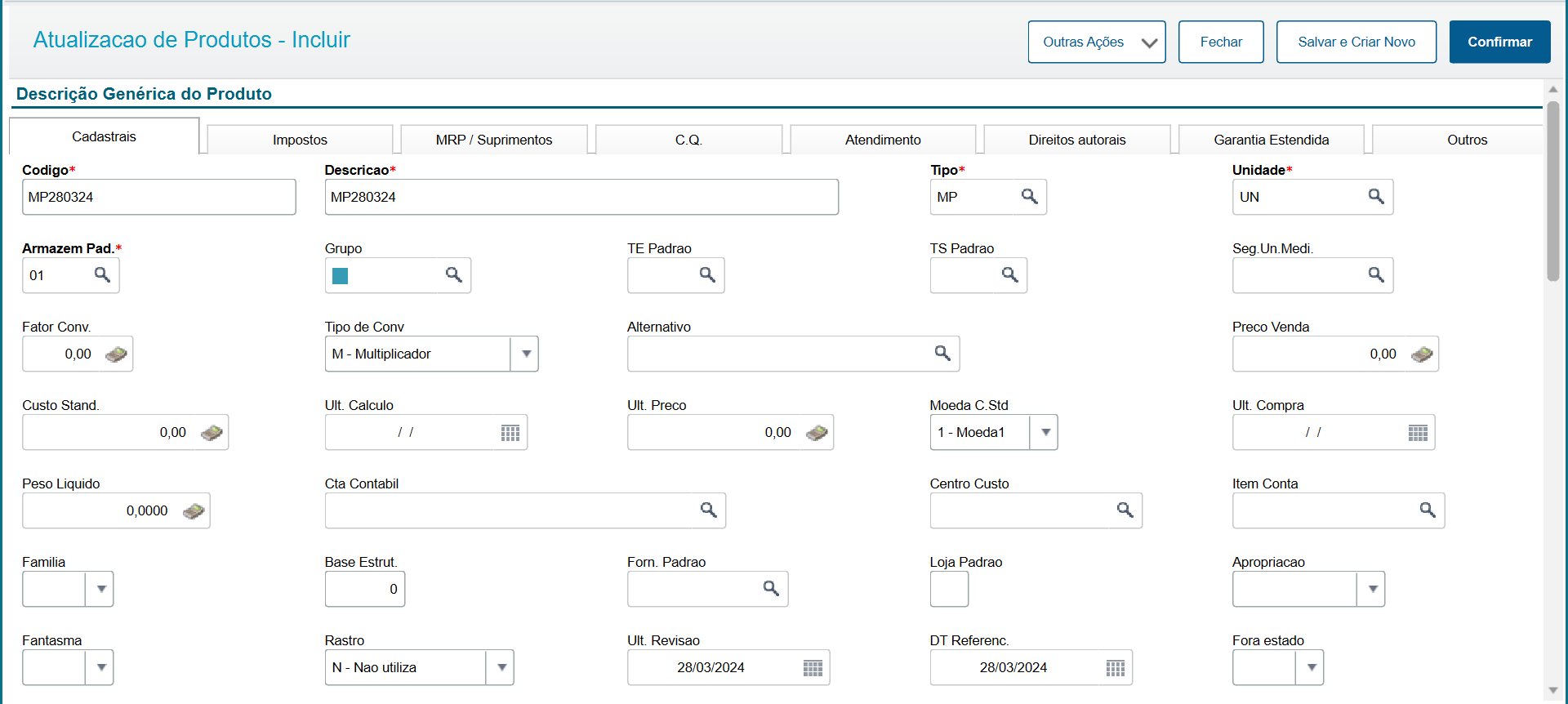 Cross Segmento Backoffice Linha Protheus Sigaest Bloco K Bloco K200 Não Mostra Saldo