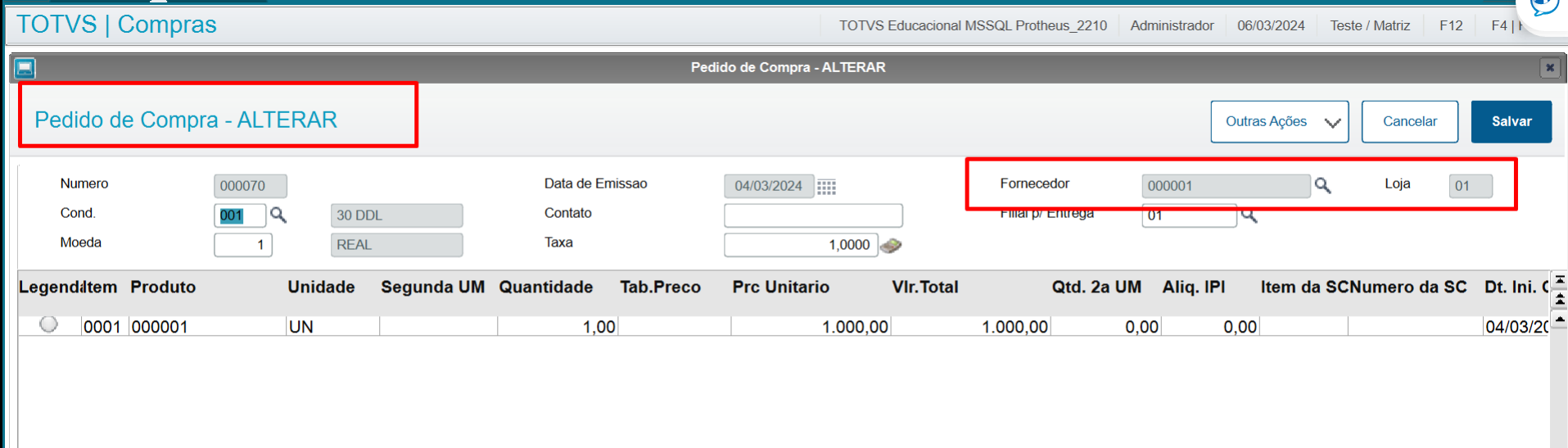 Cross Segmentos - Totvs Backoffice Protheus - SIGACOM - Como mudar o fornecedor e/ou loja na ...