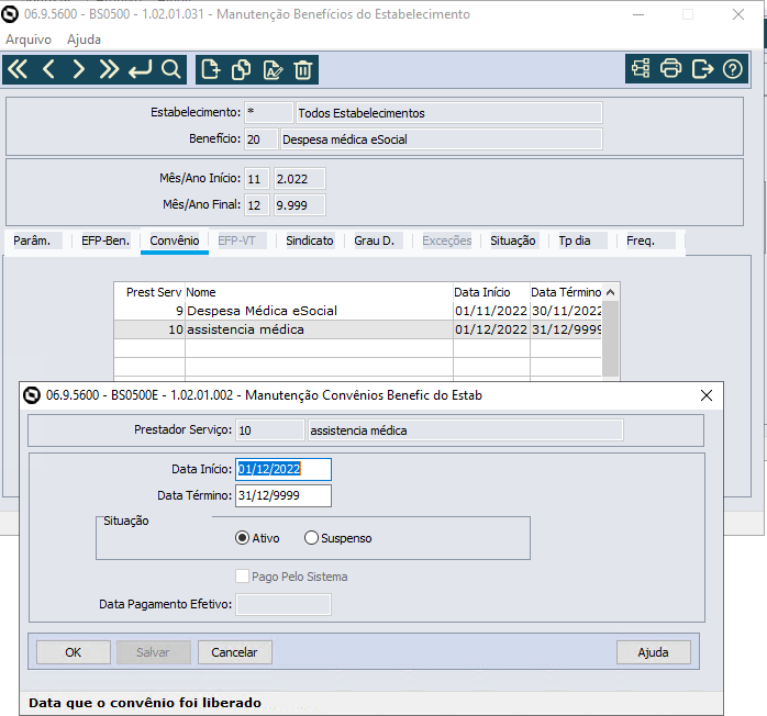 RH - Linha Datasul - MBS - Como alterar o Prestador do Benefício ...