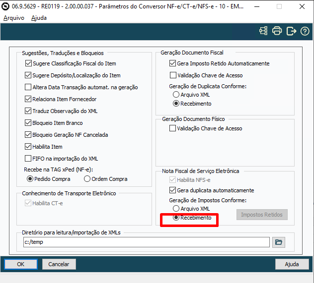 Cross Segmentos - Linha Datasul - MRE - Parâmetros Serviços Tomados e ...