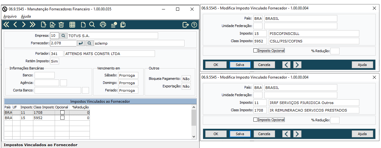Cross Segmentos - Linha Datasul - MRE - Parâmetros Serviços Tomados e ...