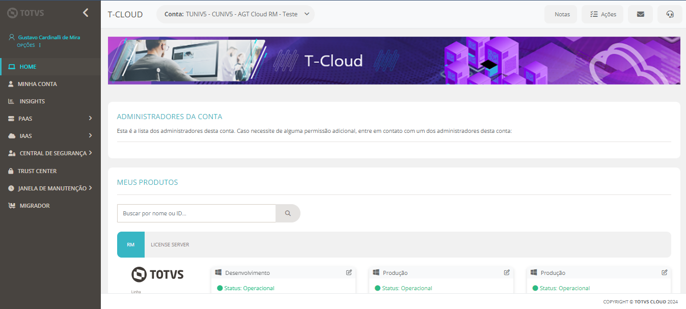 CLOUD - RM - Ajuda via T-Cloud – Central de Atendimento TOTVS