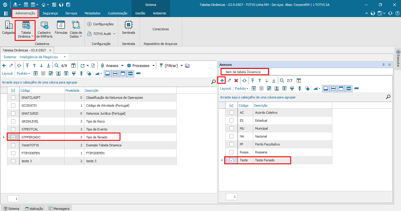 Framework - Linha RM - Frame - Calendários – Central de Atendimento TOTVS