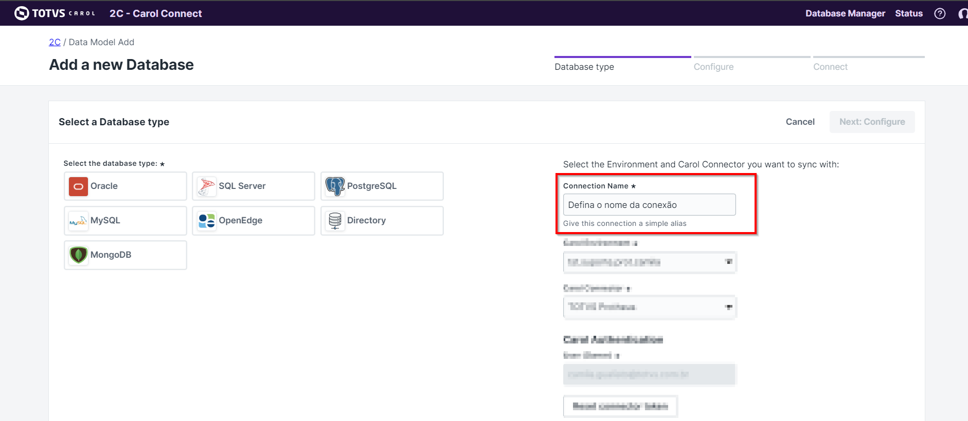 TOTVS CAROL - Carol Connect (2C) - Como criar uma conexão com um banco ...