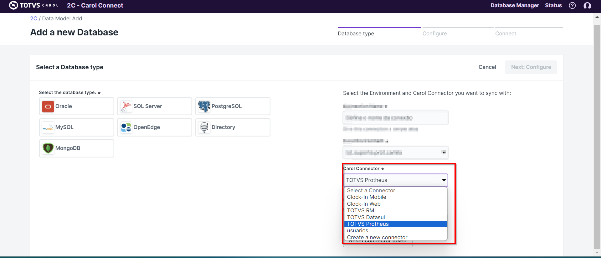 TOTVS CAROL - Carol Connect (2C) - Como criar uma conexão com um banco ...