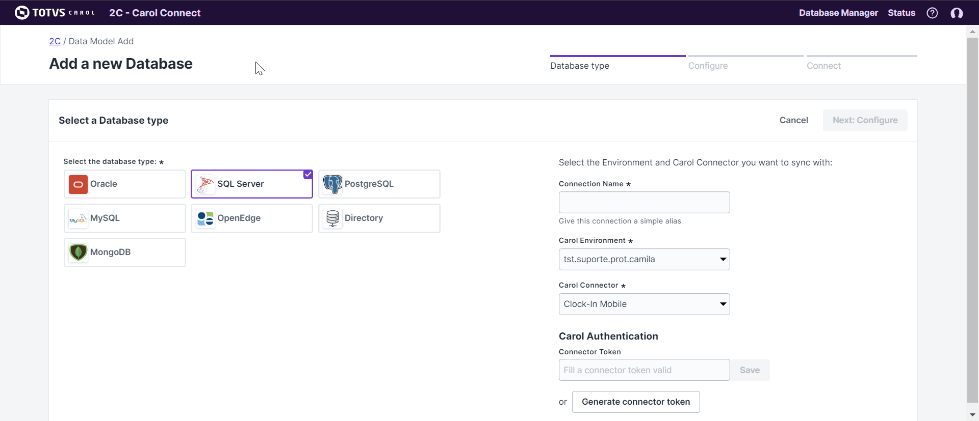 TOTVS CAROL - Carol Connect (2C) - Como criar uma conexão com um banco ...