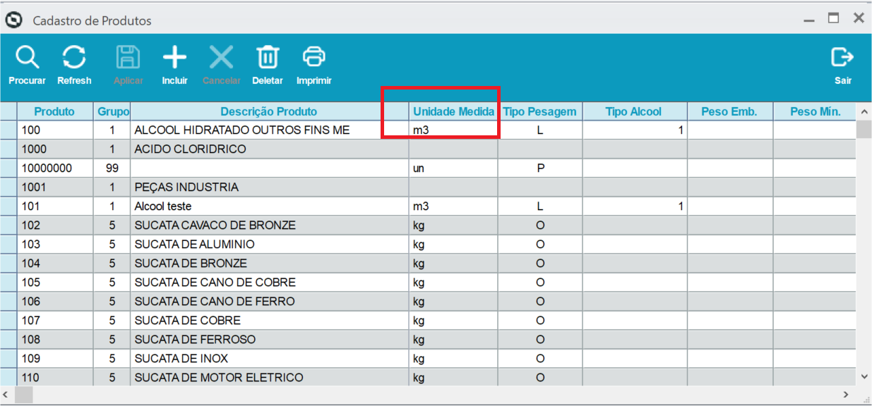 Agro - PIMS CS - SPA_PRD - Cadastro de Produtos - Unidade Medida ...