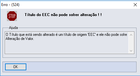 Cross Segmentos - Linha Datasul - APB - Erro 524 - Título do EEC não ...