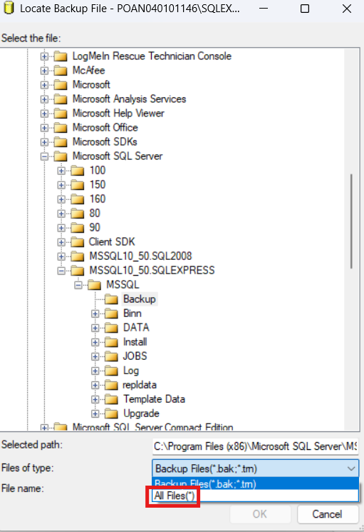 PMED - CONFIG - Restauração de backup – Central de Atendimento TOTVS